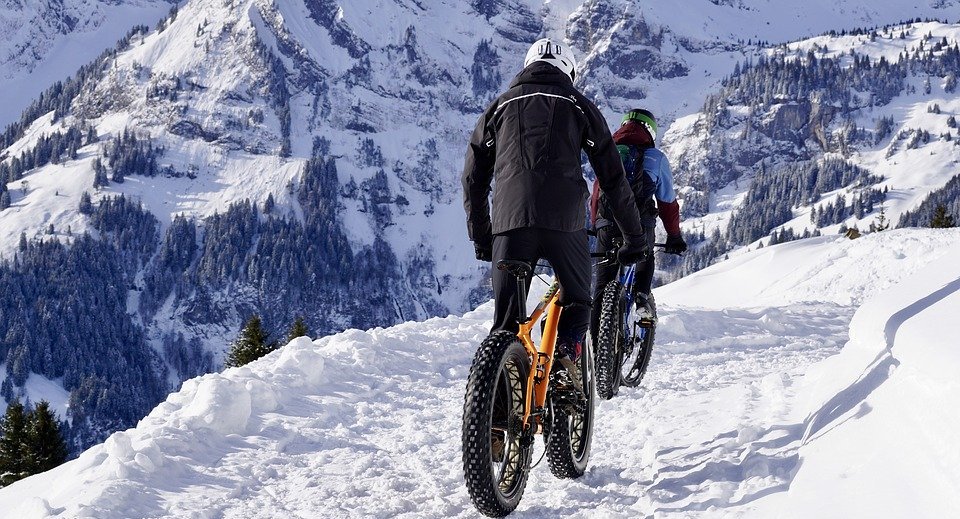 snow, fatbikes, mountain bikes - Stock Image - Everypixel
