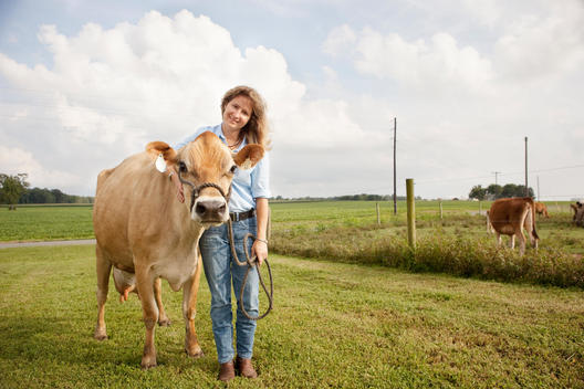 Woman With Her Cow - Stock Image - Everypixel