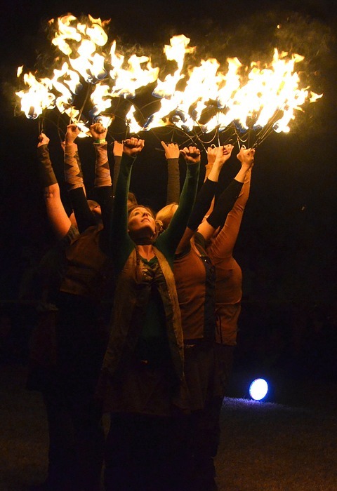 fire dance, celtic festival, celtic entertainment - Stock Image ...