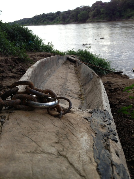 boat, river, chain - Stock Image - Everypixel
